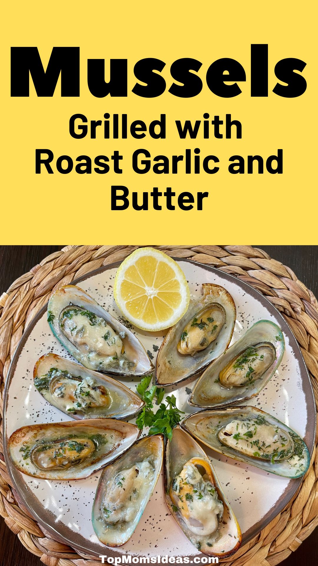 Mussels Grilled with Roast Garlic and Butter